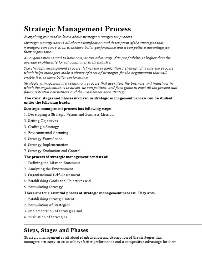 Strategic Management Process | PDF | Strategic Management | Strategic ...