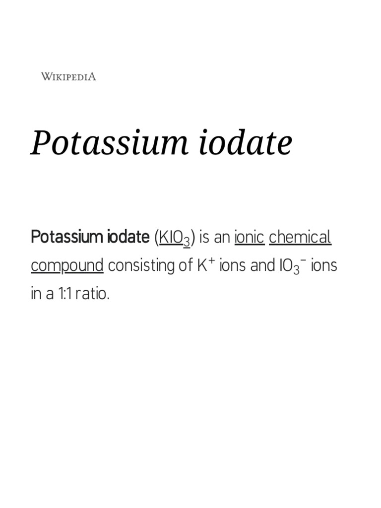 Potassium Iodate: Properties and Uses | PDF | Sets Of Chemical Elements ...