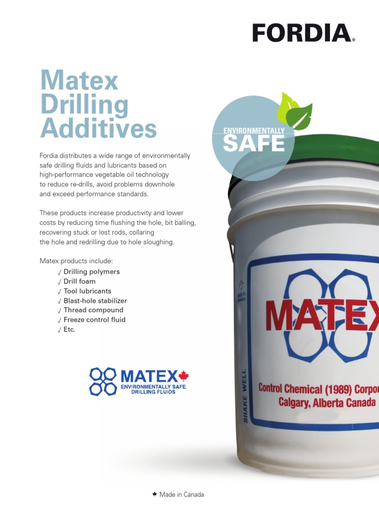Matex Drilling Additives: Environmentally | PDF | Oil Well | Lubricant