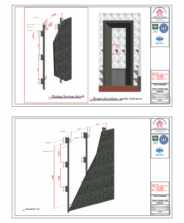 Fixing System Detail Front Elevation - Main Entrance: Bolt 4mm | PDF