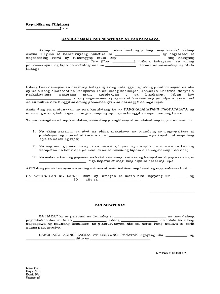 Quitclaim Tagalog Template | PDF