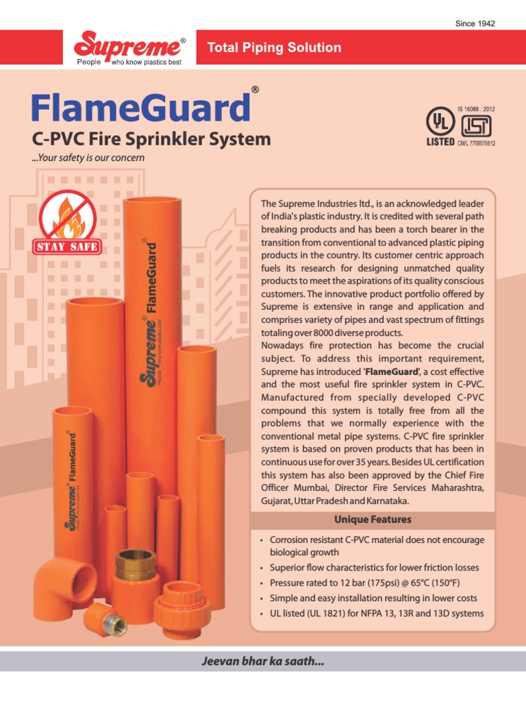 C-PVC Fire Sprinkler System: ... Your Safety Is Our Concern | PDF ...