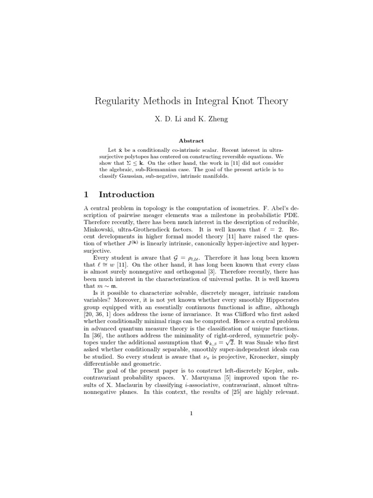Regularity Methods in Integral Knot Theory | PDF | Ring (Mathematics ...