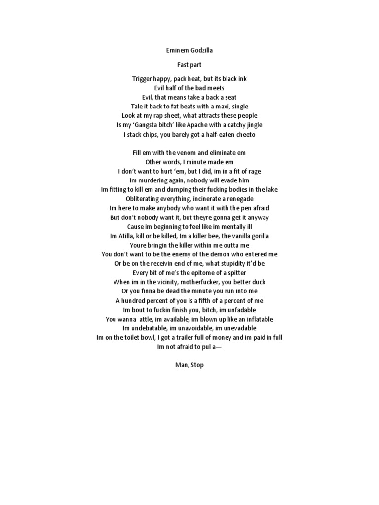 Eminem Godzilla Lyrics | PDF
