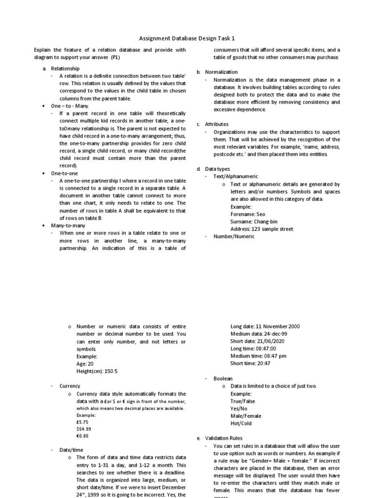 Assignment Database Design Task 1 | PDF | Relational Database ...