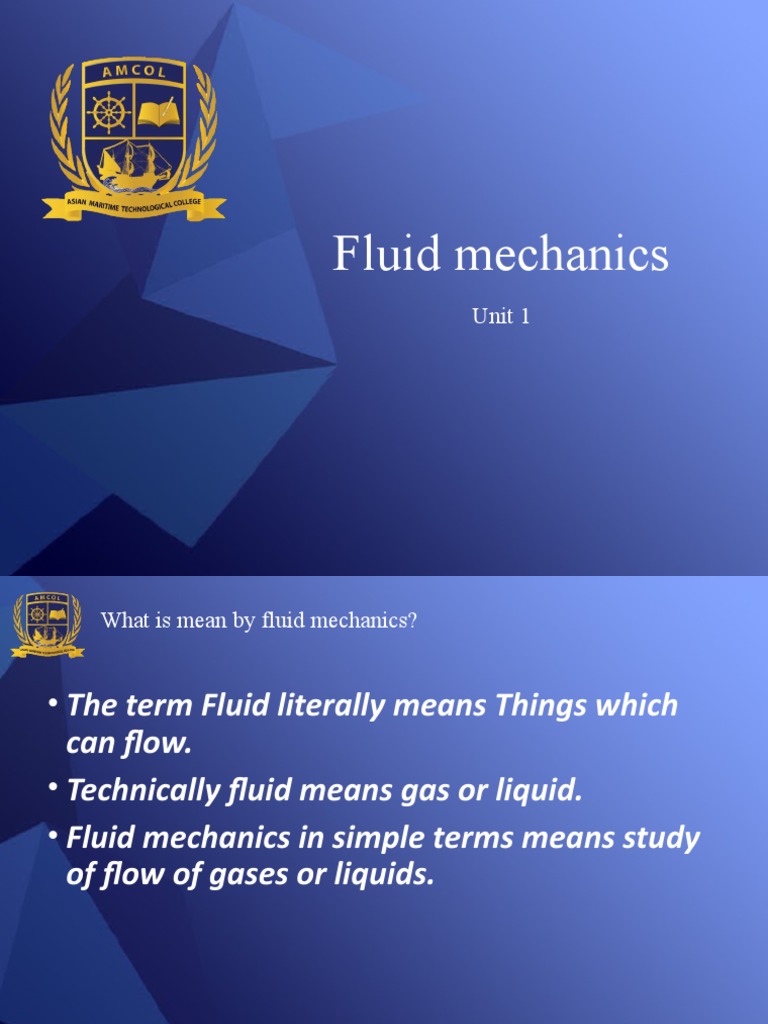 Fluid Mechanics: Unit 1 | PDF