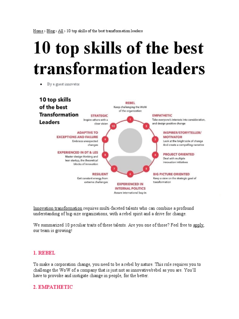 10 Skill of Transformation Innovation | PDF | Empathy | Innovation
