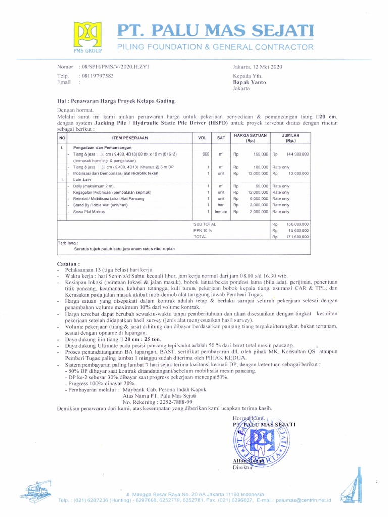 SPH Proyek Kelapa Gading | PDF