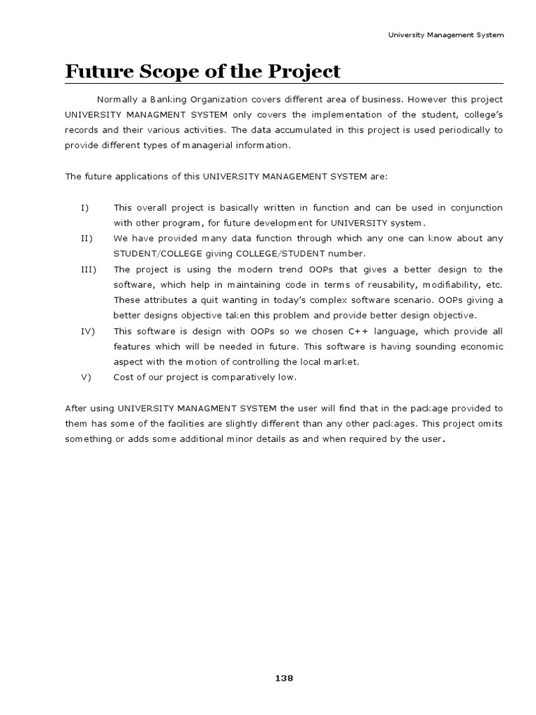 Future Scope of The Project: University Management System | PDF