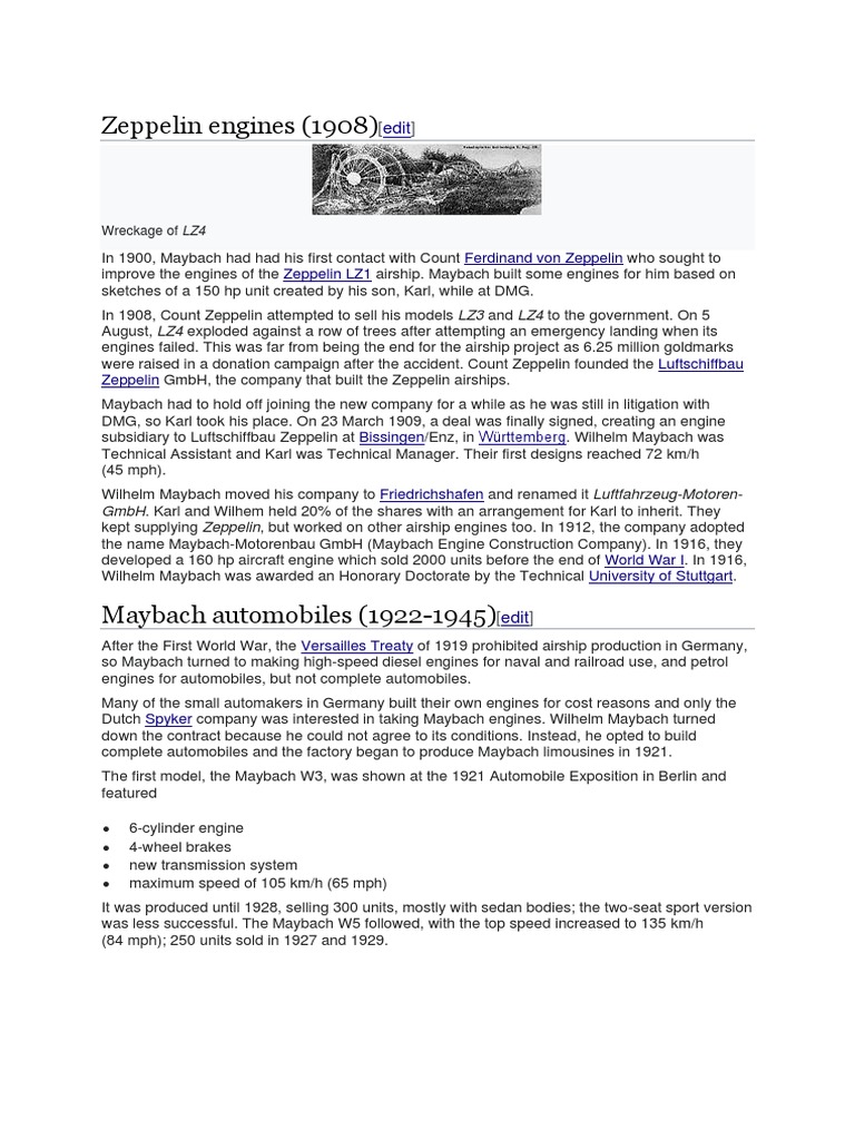 Zeppelin Engines (1908) : Ferdinand Von Zeppelin Zeppelin LZ1 | PDF ...