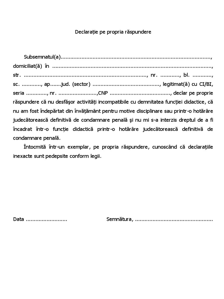 Model Declaratie PDF | PDF