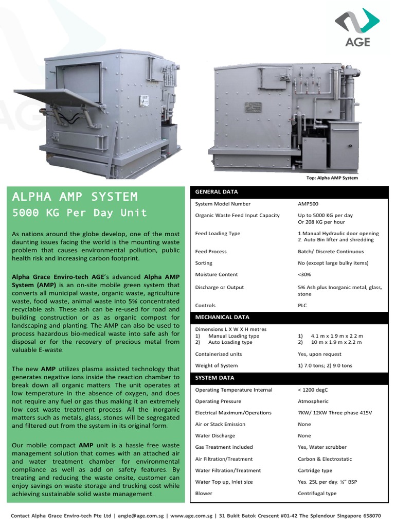 Alpha Amp System: 5000 KG Per Day Unit | PDF | Waste Management | Waste