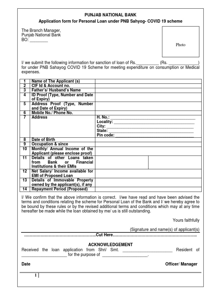 PNB Personal Loan Form | PDF | Unsecured Debt | Loans