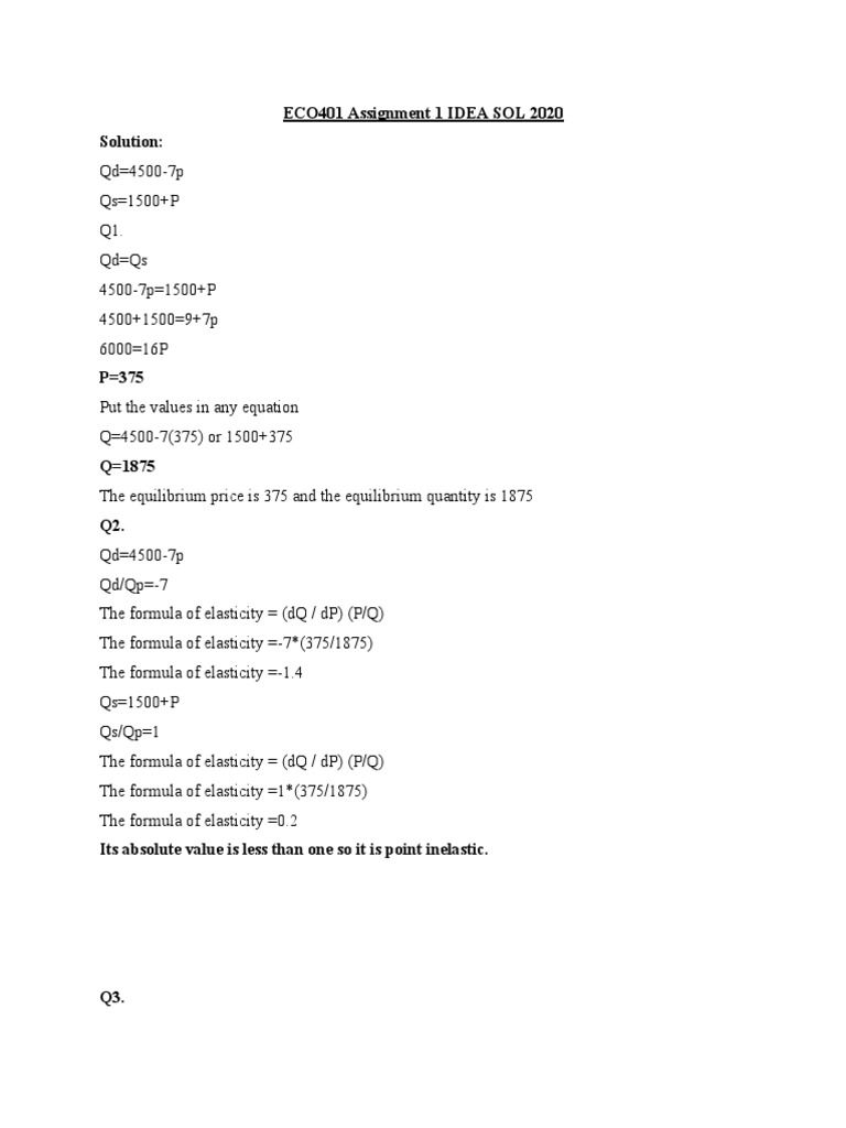 ECO401 Assignment 1 IDEA SOL Spring 2020 | PDF