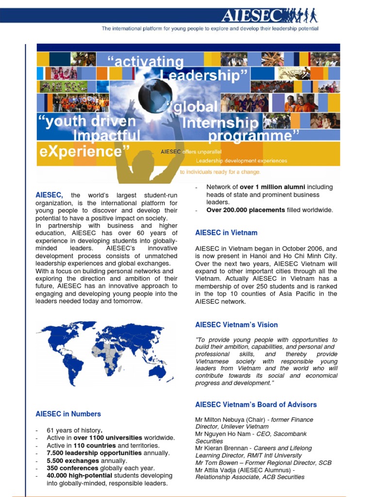 Aiesec Vietnam Information Pack | PDF | Vietnam | Leadership