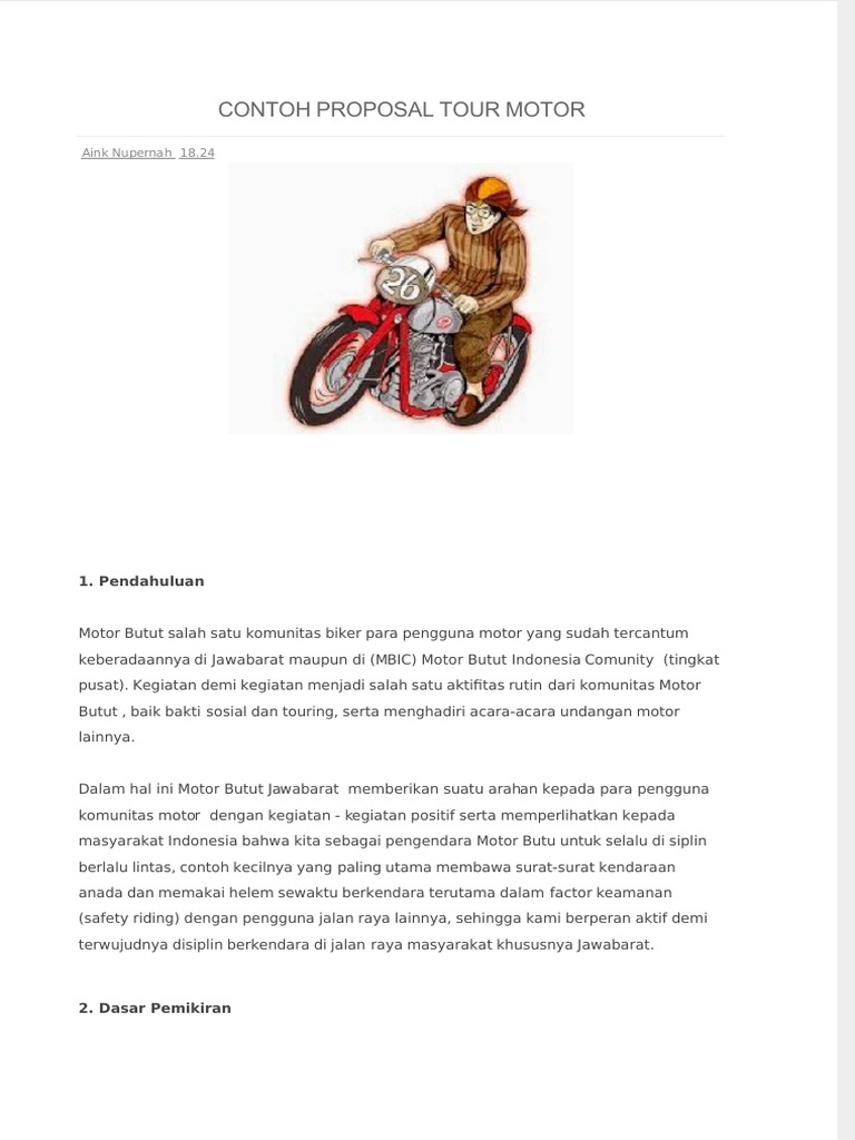 Contoh Proposal Touring Motor Butut | PDF