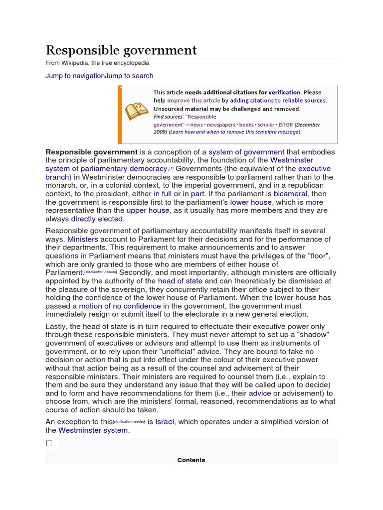 Responsible Government Is A Conception of A | PDF | Constitutional Law ...