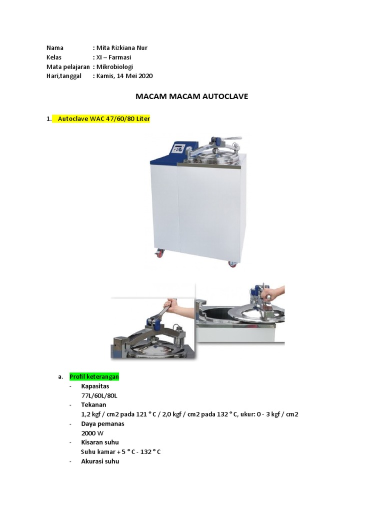 Jenis Autoklave Dan Deskripsinya | PDF | Teknologi & Rekayasa