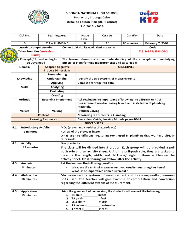 DLP 9 Plumbing Exploratory | PDF | Curriculum | Learning