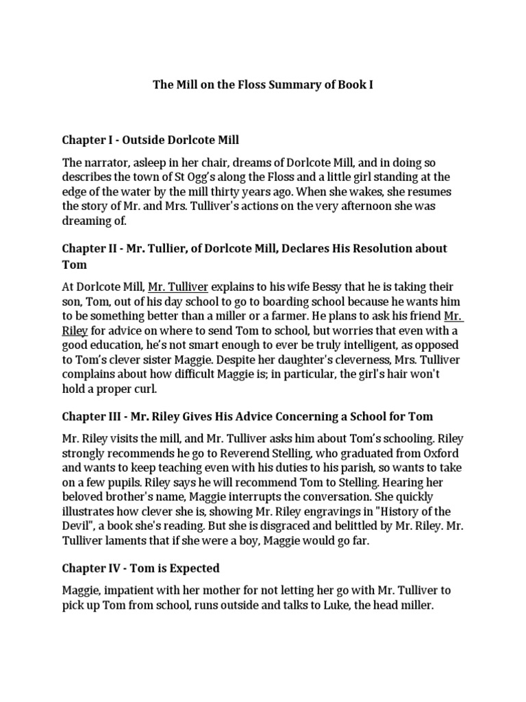 Book-1 Chapter Wise Summary Mill On The Floss | PDF | The Mill On The Floss