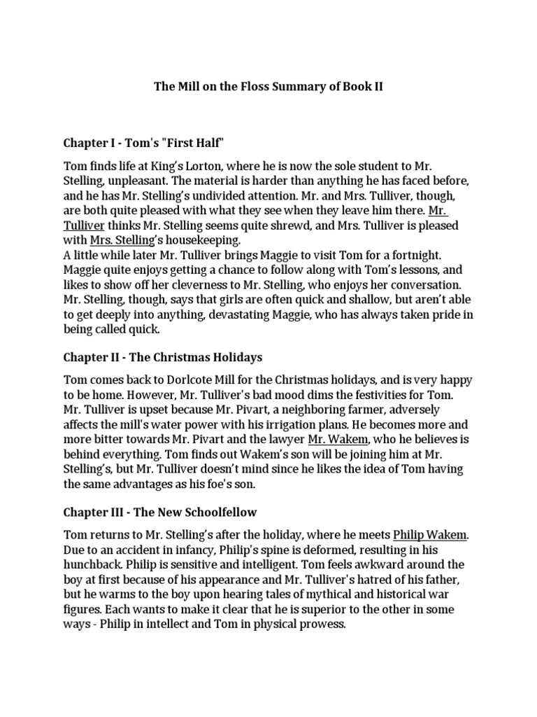 Book-2 Chapter Wise Summary Mill On The Floss | PDF | The Mill On The Floss