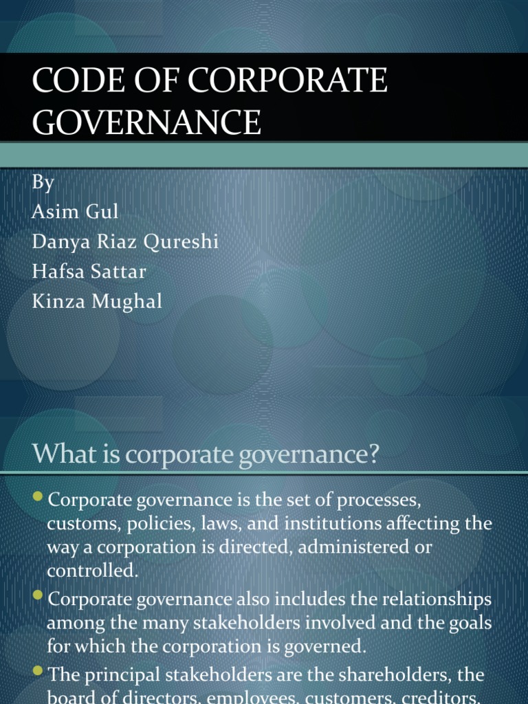 Code of Corporate Governance. | PDF | Business | Corporate Governance