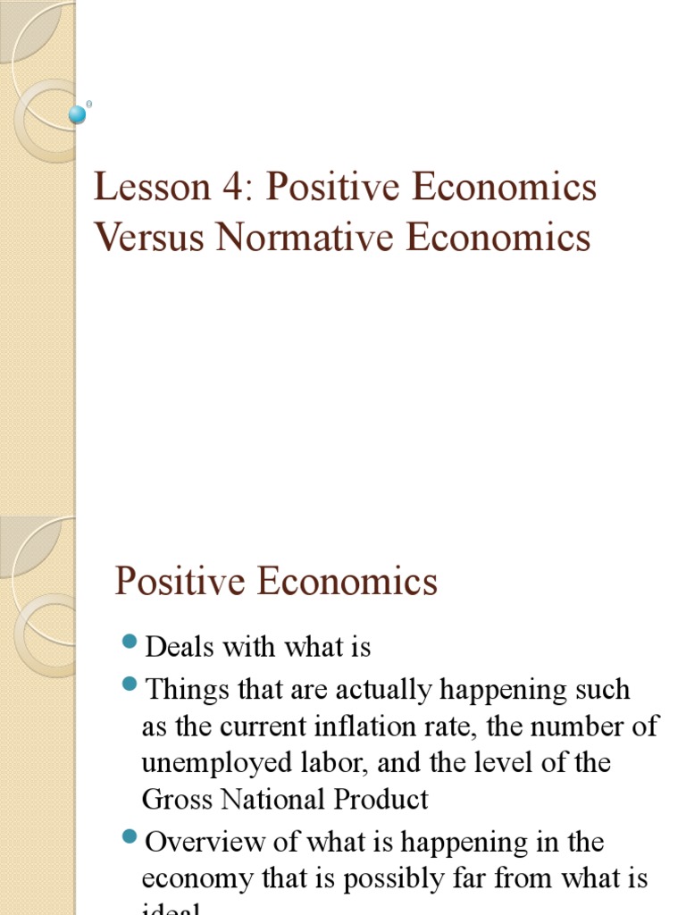 Positive and Normative Economics | PDF | Business | Finance & Money ...