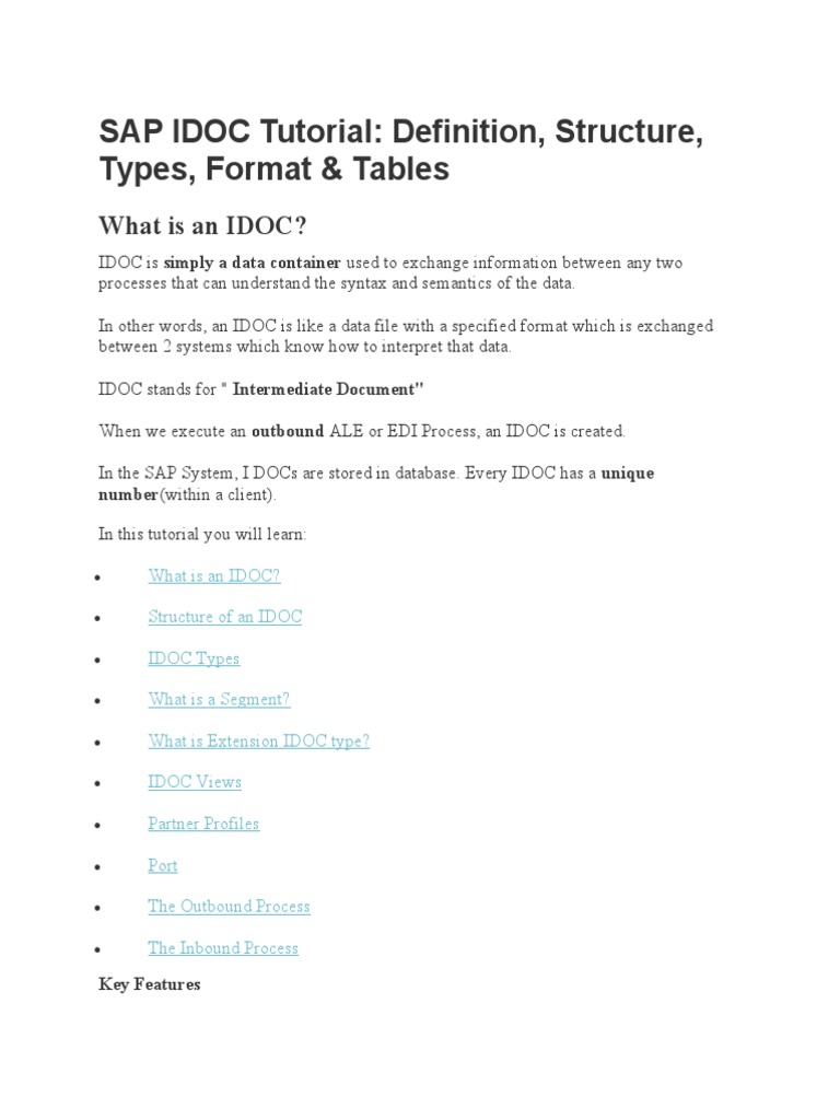 SAP IDOC Tutorial | PDF | Electronic Data Interchange | File Format