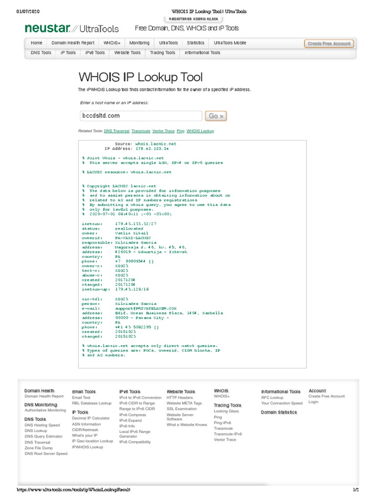 WHOIS IP Lookup Tool | Download Free PDF | Domain Name System | I Pv6