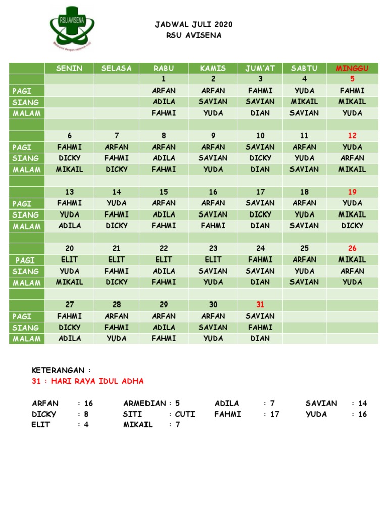 Jadwal Juli 2020 New | PDF