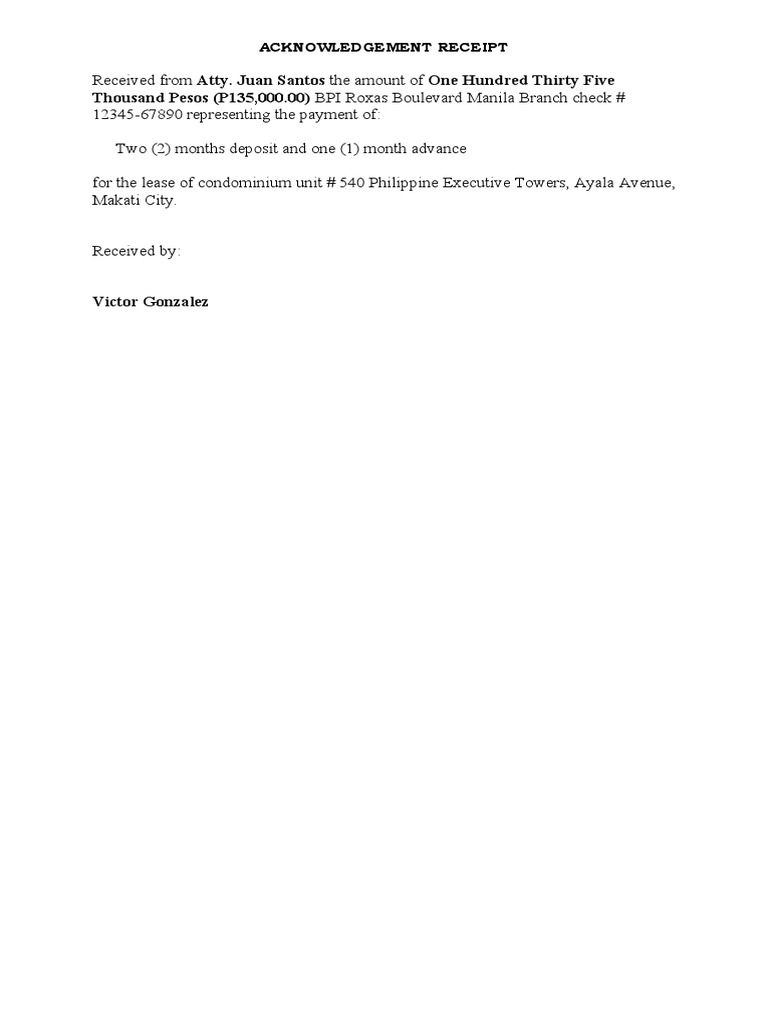 Acknowledgement Receipt | PDF