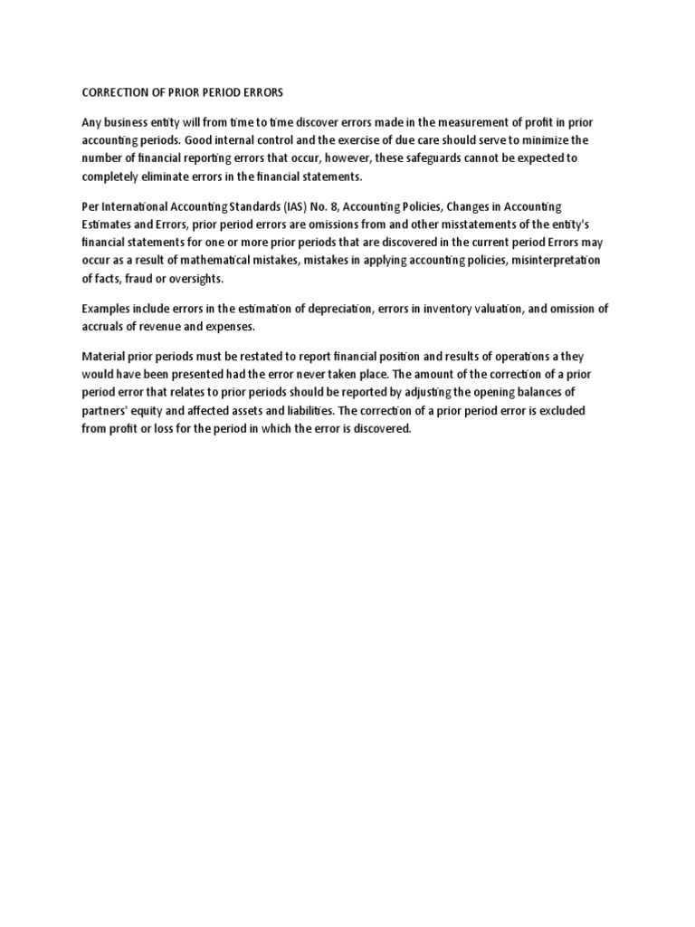 Correction of Prior Periods Errors | PDF