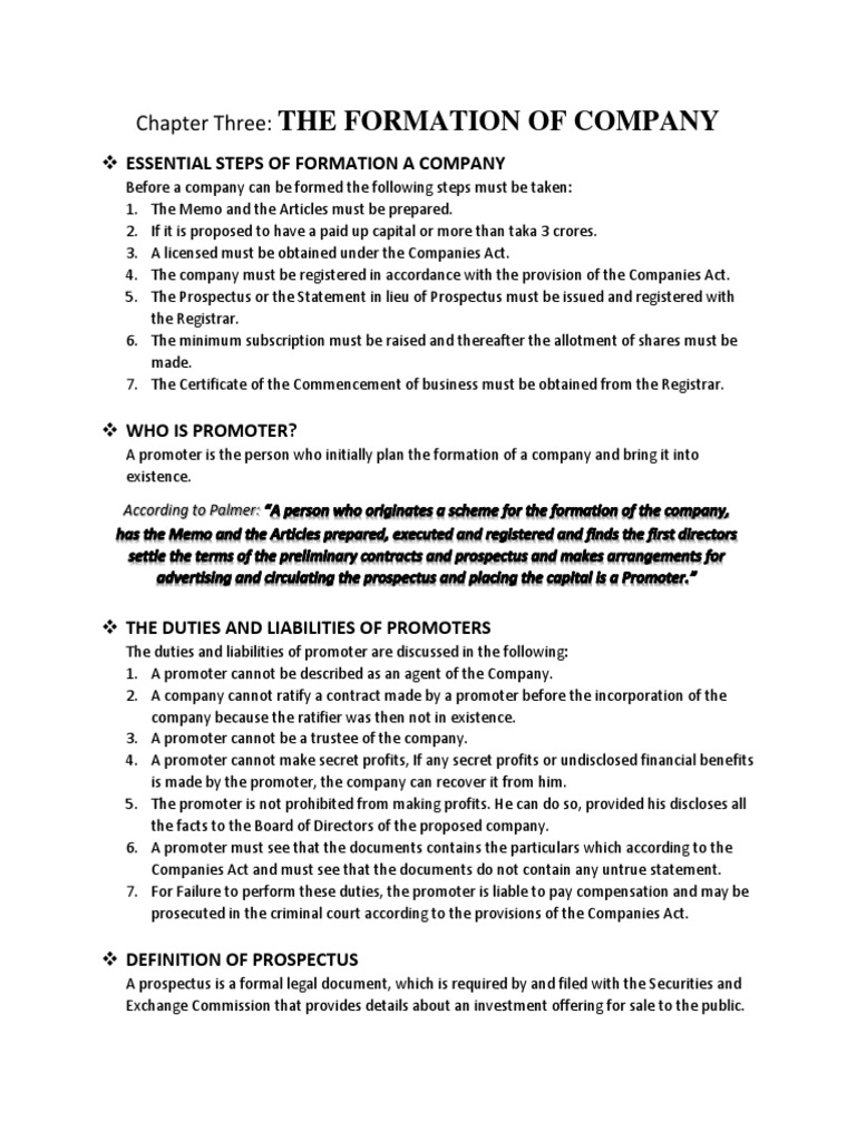 Chapter Three | PDF | Prospectus (Finance) | Companies