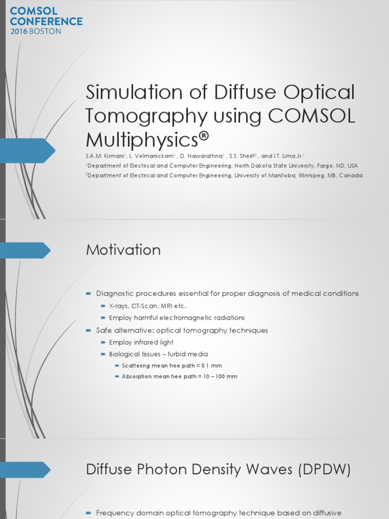 Simulation of Diffuse Optical Tomography Using COMSOL Multiphysics ...