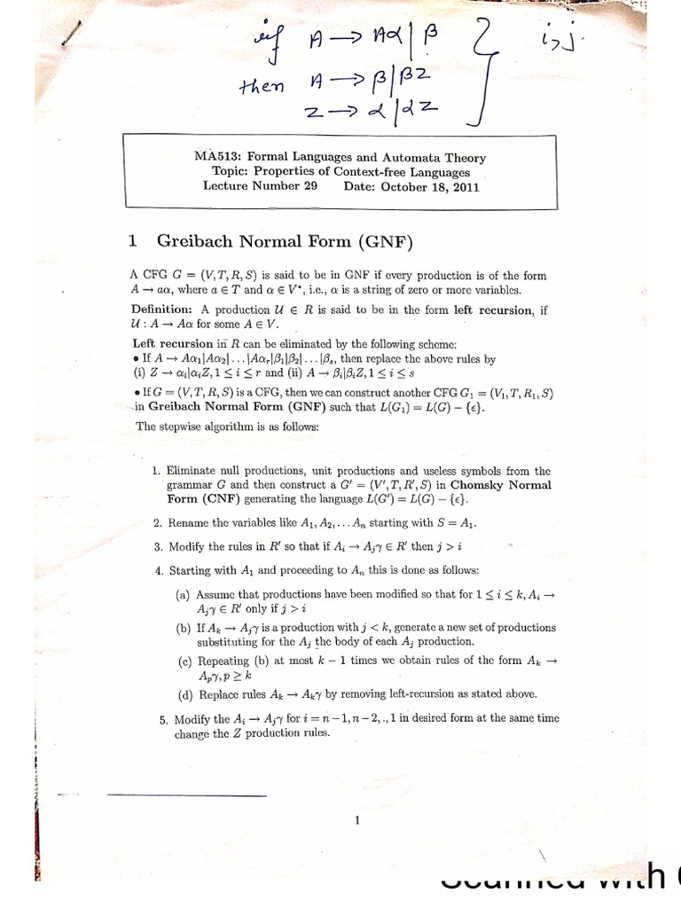 Normal Form of CFG PDF | PDF