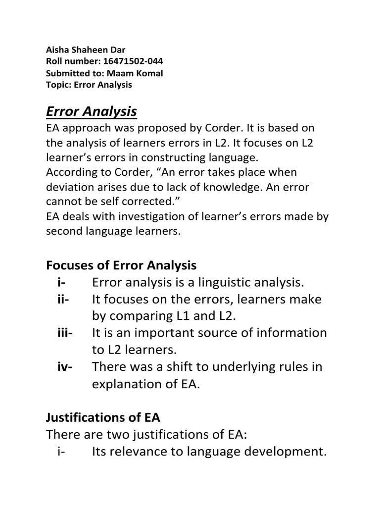 Error Analysis Pdf 9124