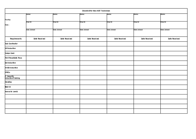 NDT Technician Checklist | PDF