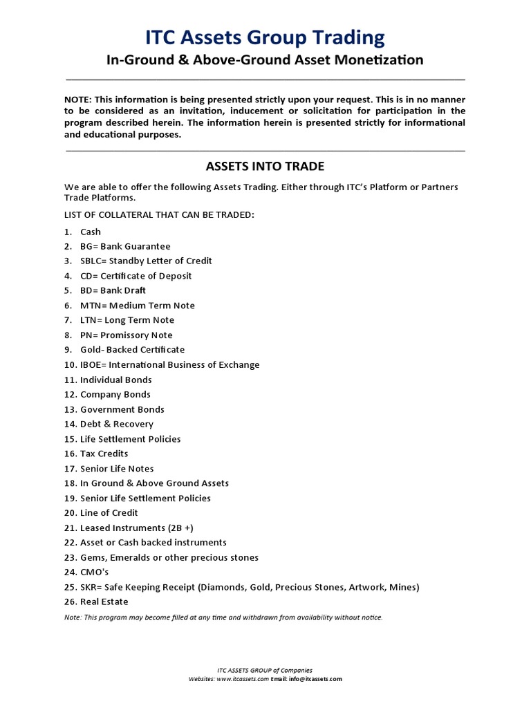 ITC Assets Group Trading D12 Enquiry Form | PDF | Credit | Finance ...