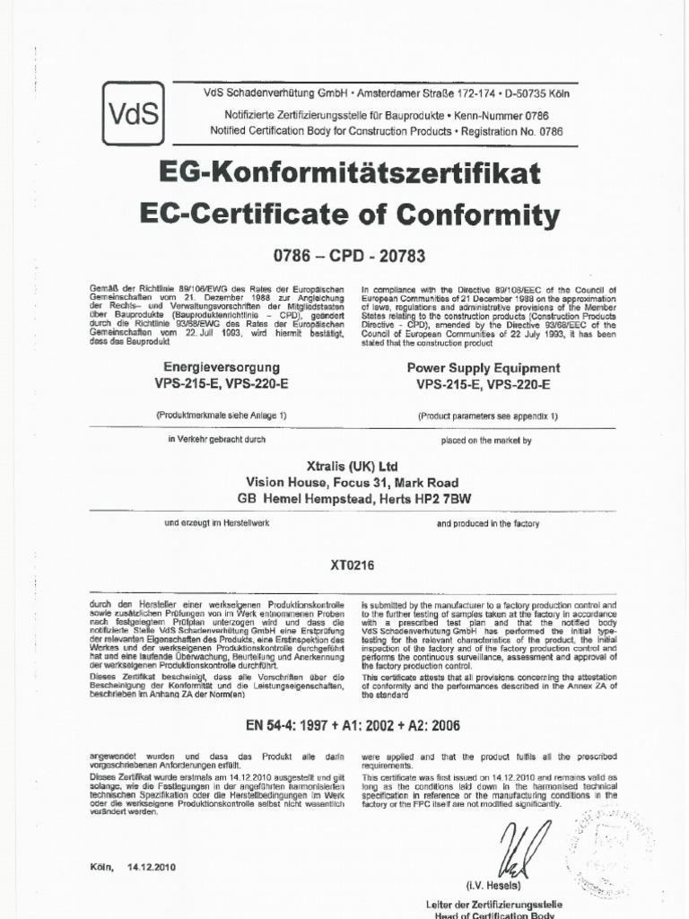 Test Certificate-VESDA PDF | PDF