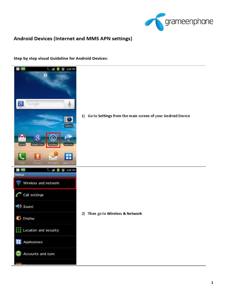 Android Devices (Internet and MMS APN Settings) : Step by Step Visual ...