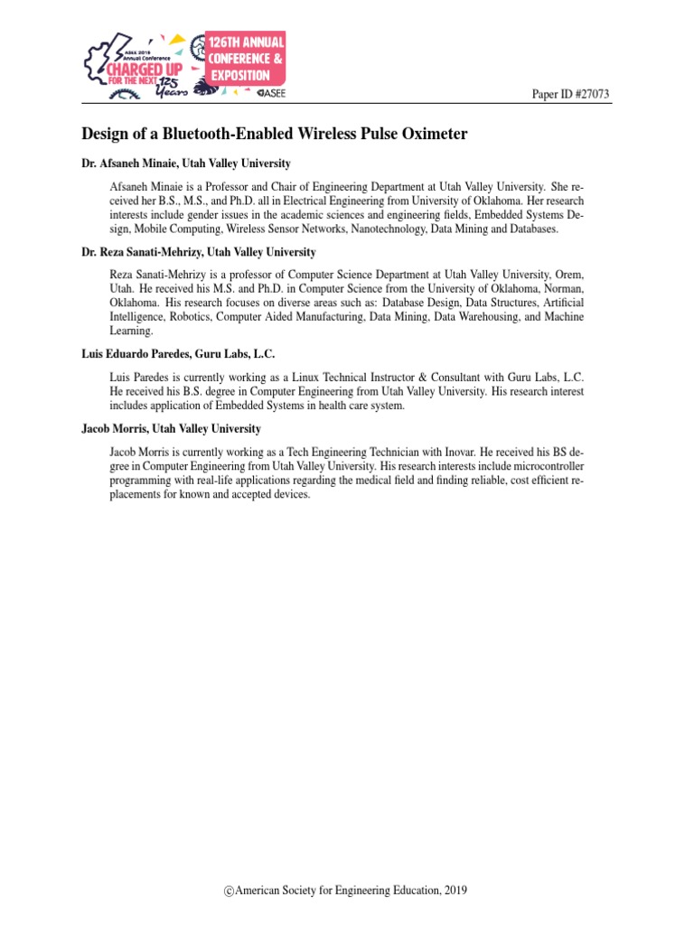 Bluetooth Wireless Pulse Oximeter Design | PDF | Lung | Breathing