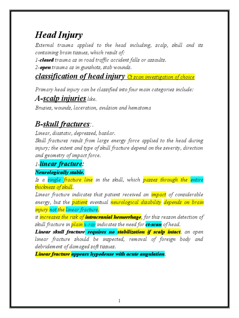 Classification and Management of Primary Head Injuries: An In-Depth ...
