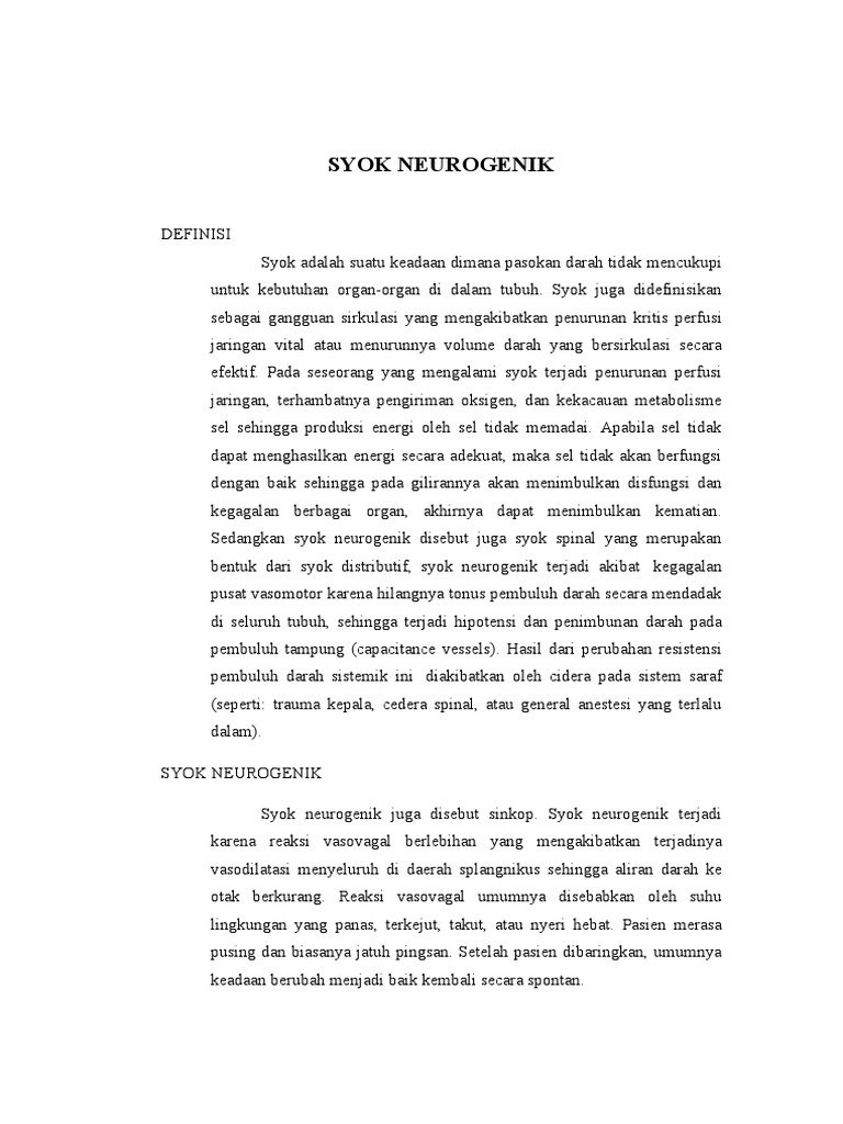 Definisi dan Penanganan Syok Neurogenik | PDF | Pengembangan Diri ...