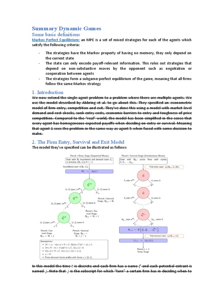 Summary Dynamic Games | PDF | Economic Equilibrium | Markov Chain