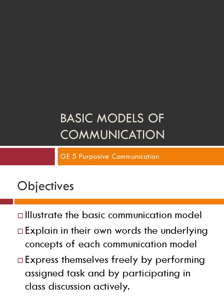 Basic Models of Communication | PDF | Communication | Psychological ...