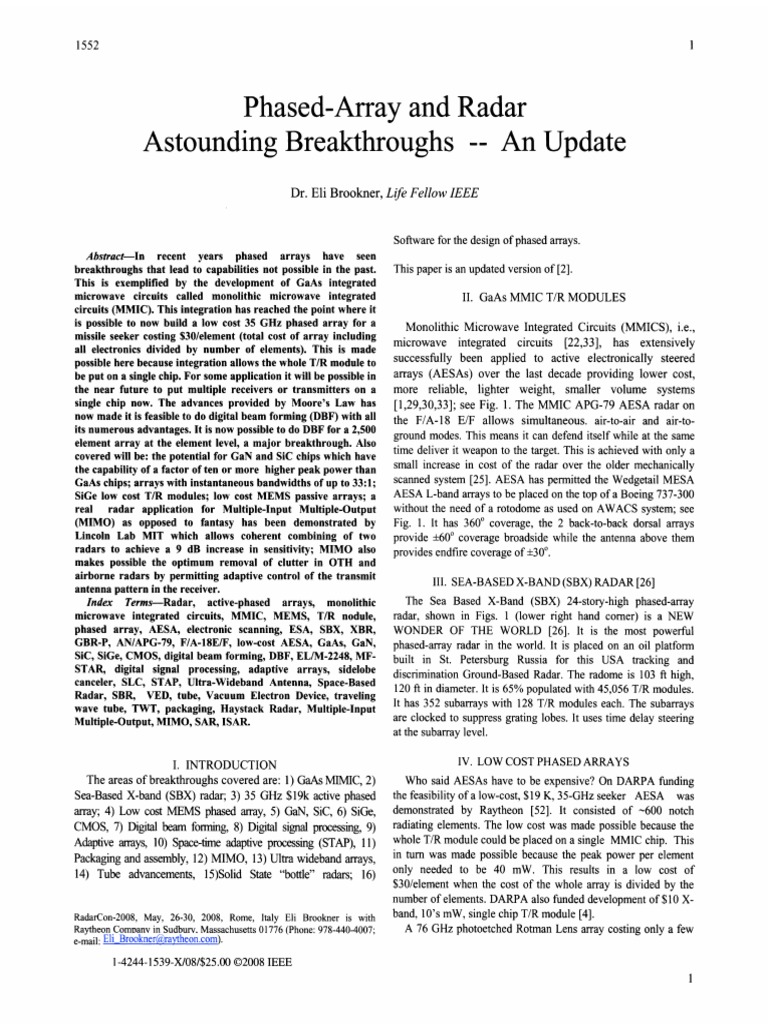 Phased-Array and Radar Astounding Breakthroughs An Update: Dr. Eli ...