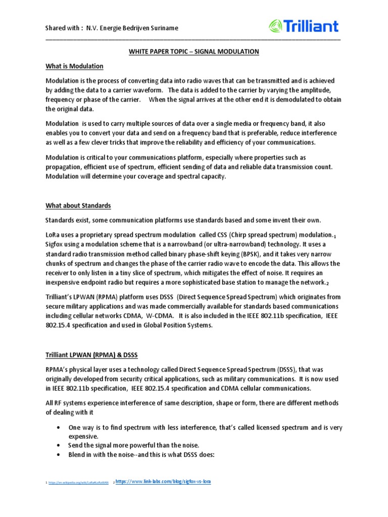 White Paper - Modulation | PDF | Error Detection And Correction | Forward Error Correction