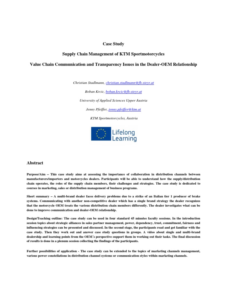 KTM Supply Chain Management Insights | PDF | Supply Chain Management ...