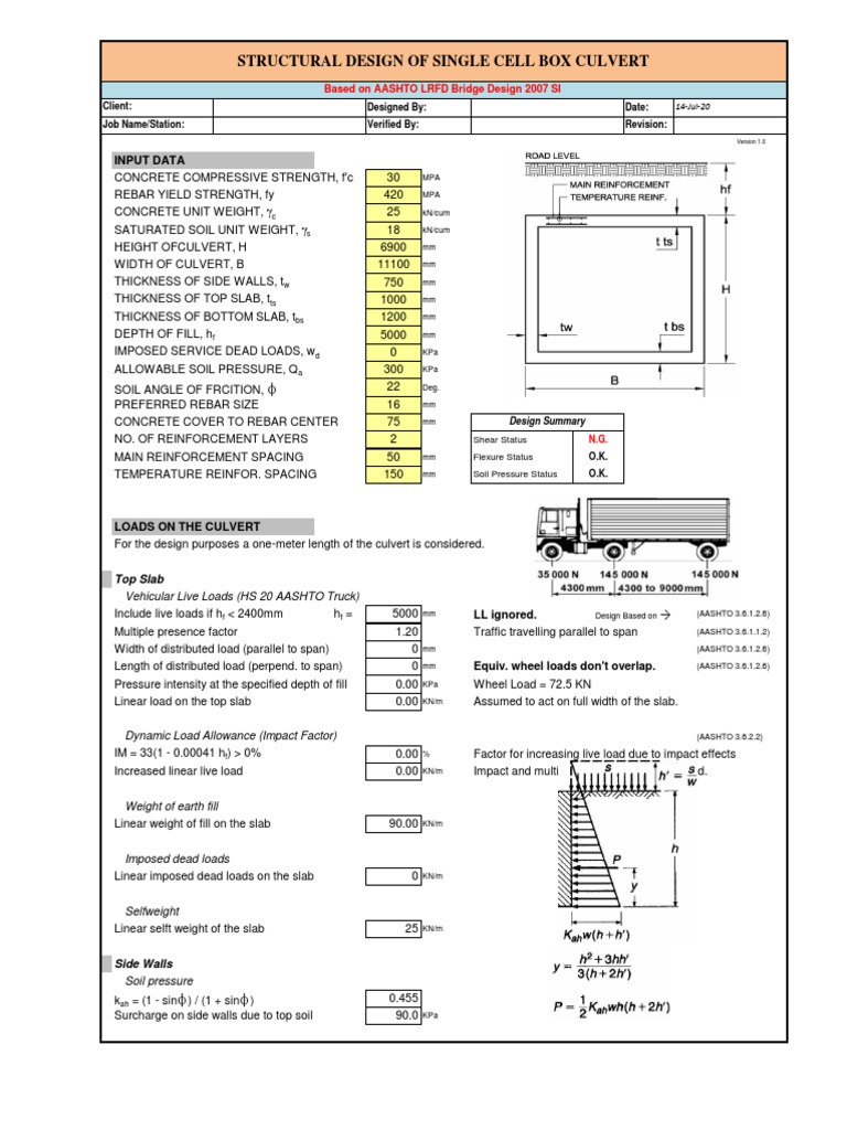 Design of Box Culvert | PDF | Structural Engineering | Mechanical ...