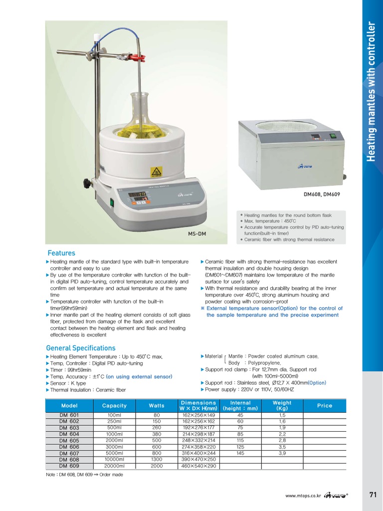 Heating Mantles With Controller MS-DM | PDF | Ceramics | Temperature